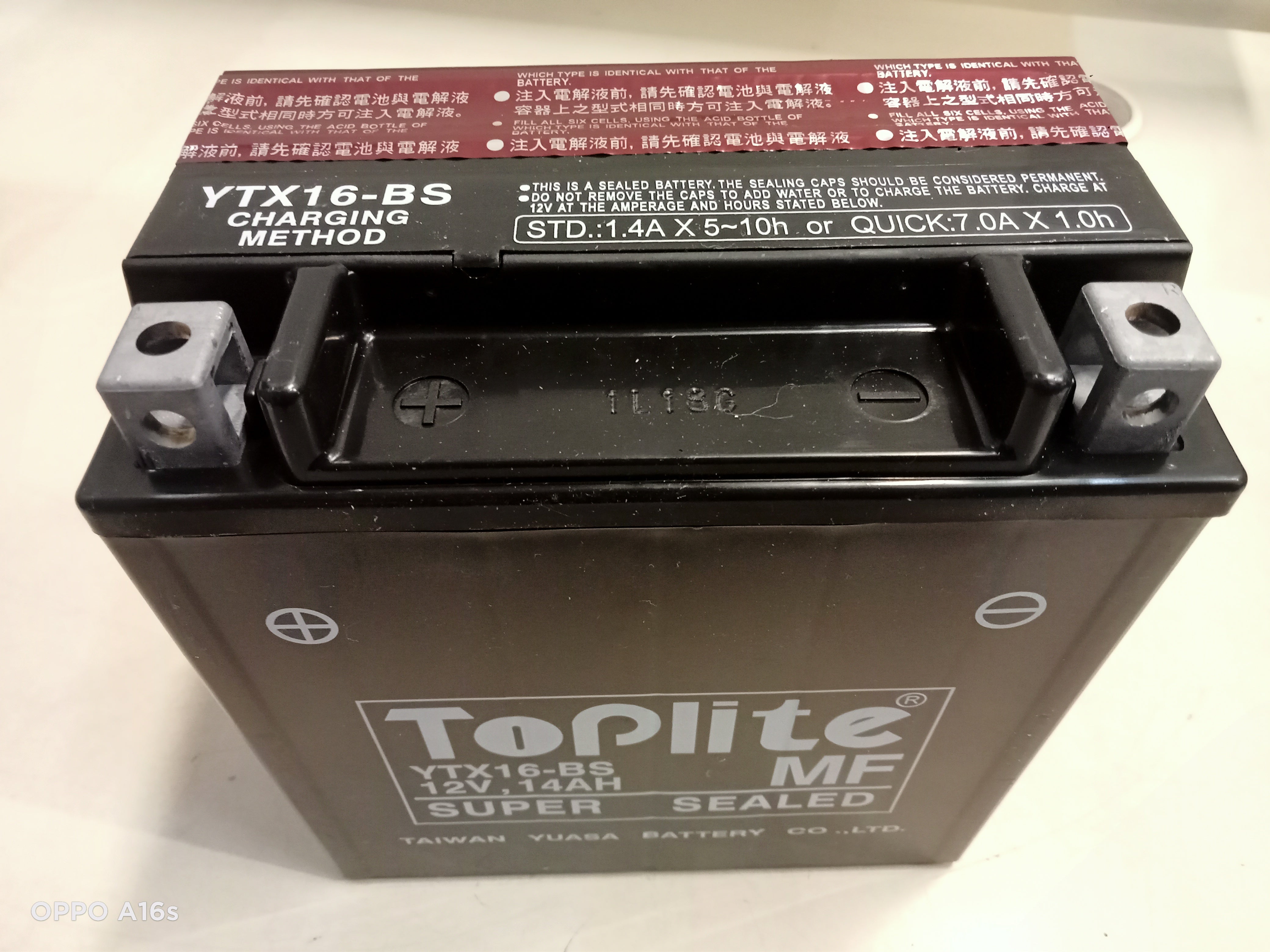 BATTERY TOPLITE YTX16BS